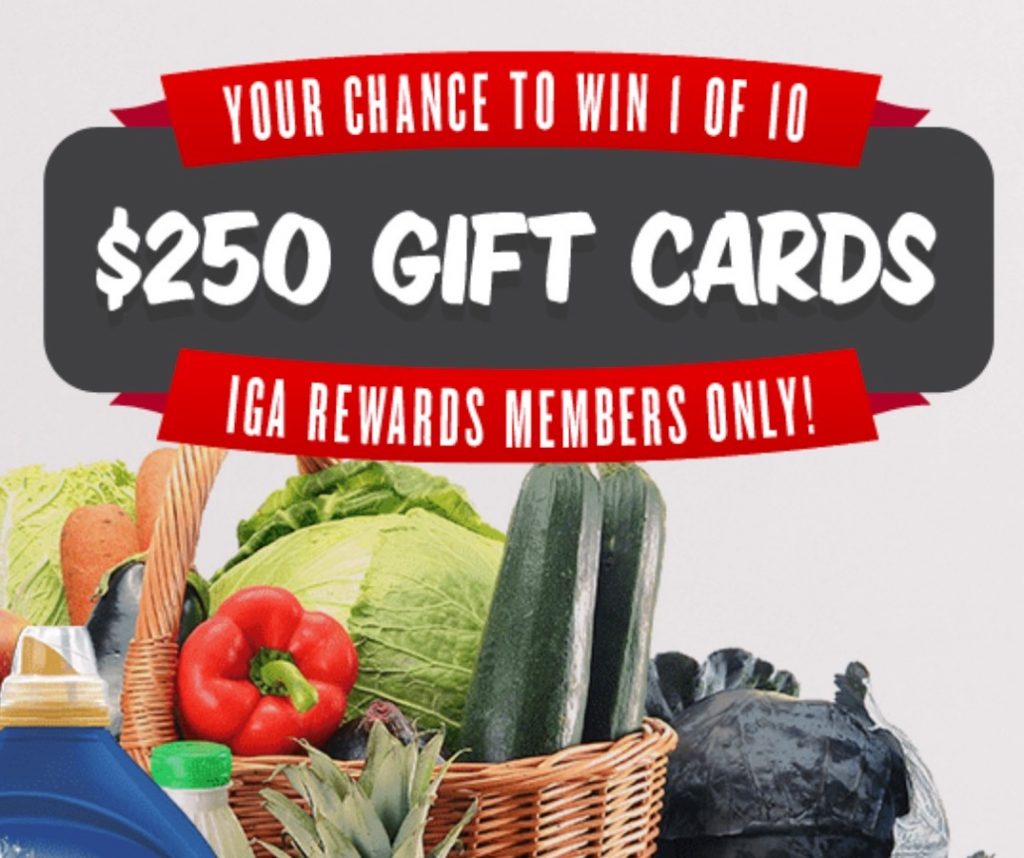 IGA Rewards Competition: Win 1 of 10 $250 gift cards