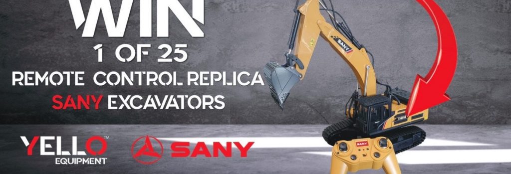 Yello Competition: Win 1 of 25 remote control replica Sany Excavators