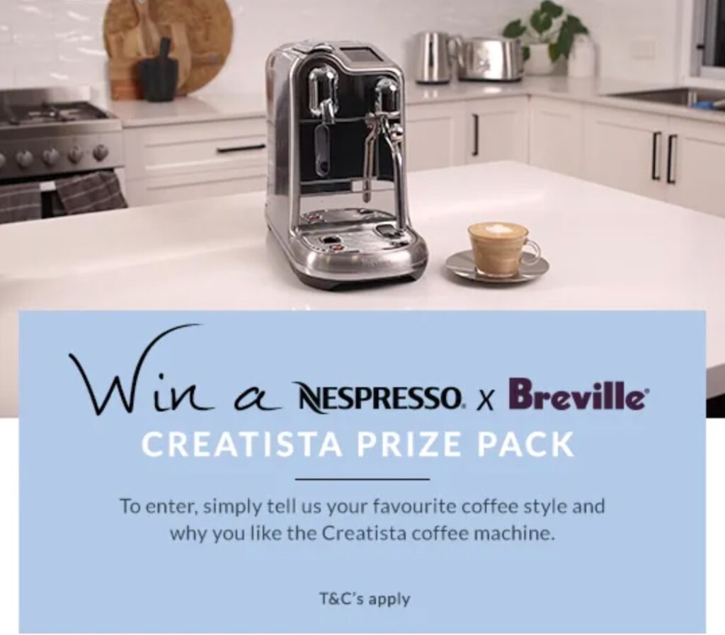 Win 1 of 3 Nespresso x Breville Creatista prize packs