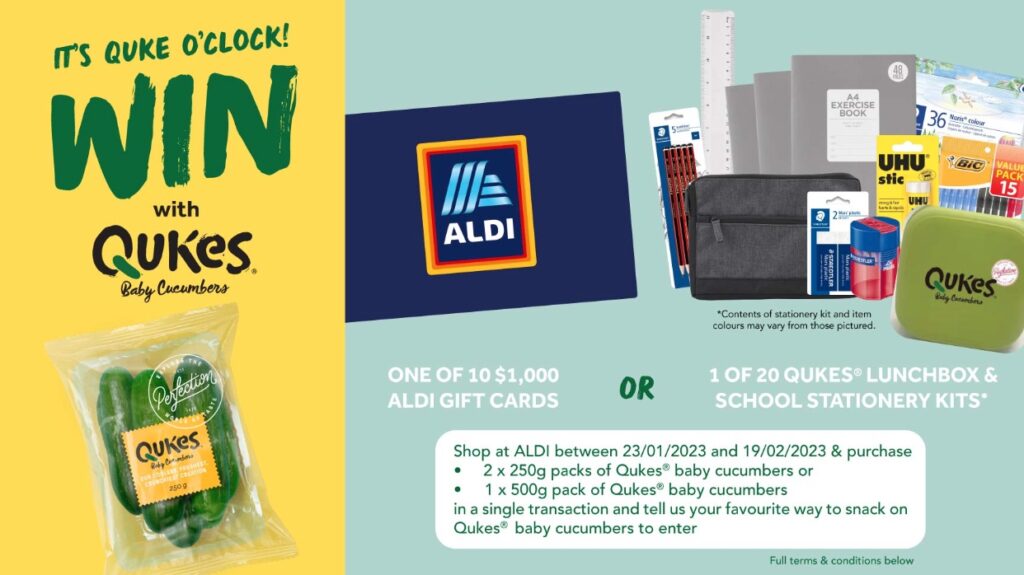 Qukes Baby Cucumbers Promotion 2023: Win 1 of 10 $1,000 Aldi gift cards ...